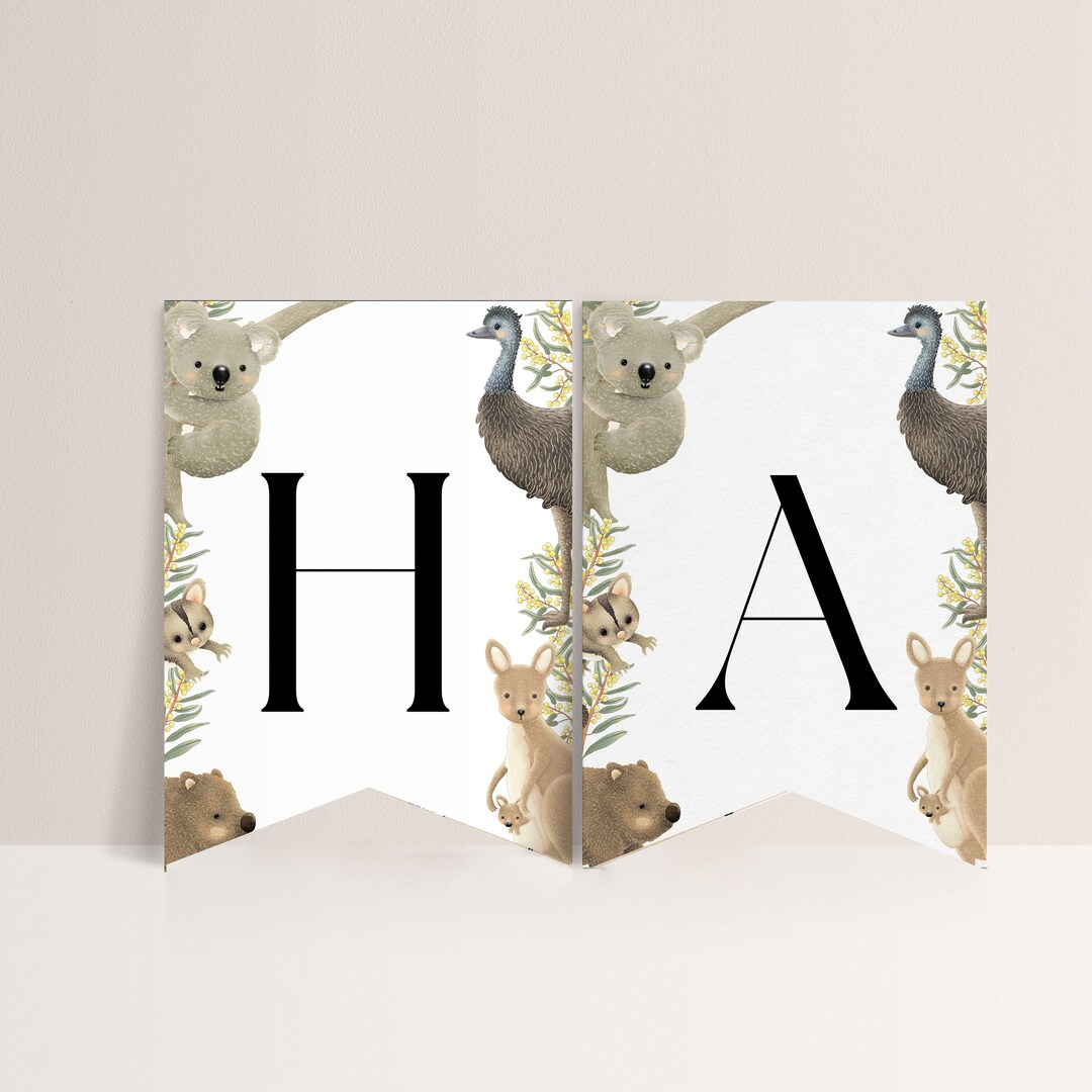 Australian Animal Birthday Banner - Australian Animal Prints, Koala ...
