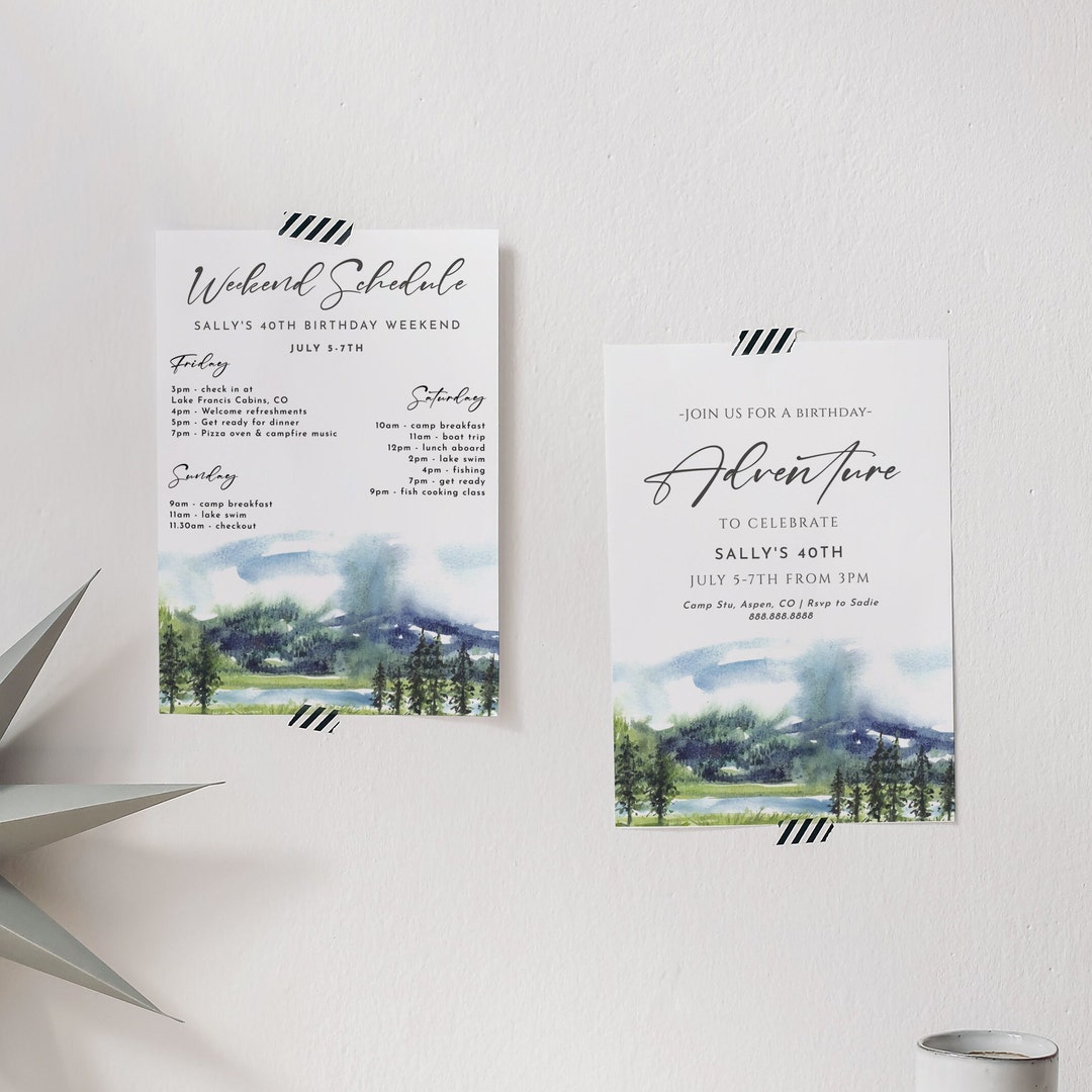 Mountain Birthday Itinerary and Invitation-mountain Birthday Invitation ...