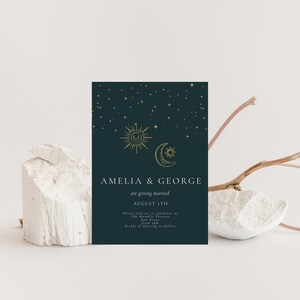 Celestial Wedding Invitation Template - Moon Wedding Invite, Stars ...