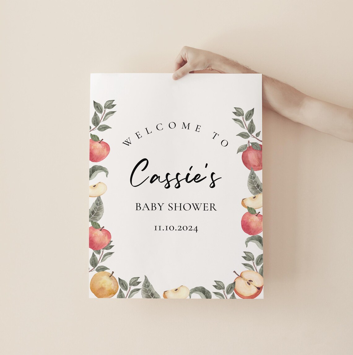 Apple Theme Baby Shower Welcome Sign-fall Baby Shower Signs, Apple ...