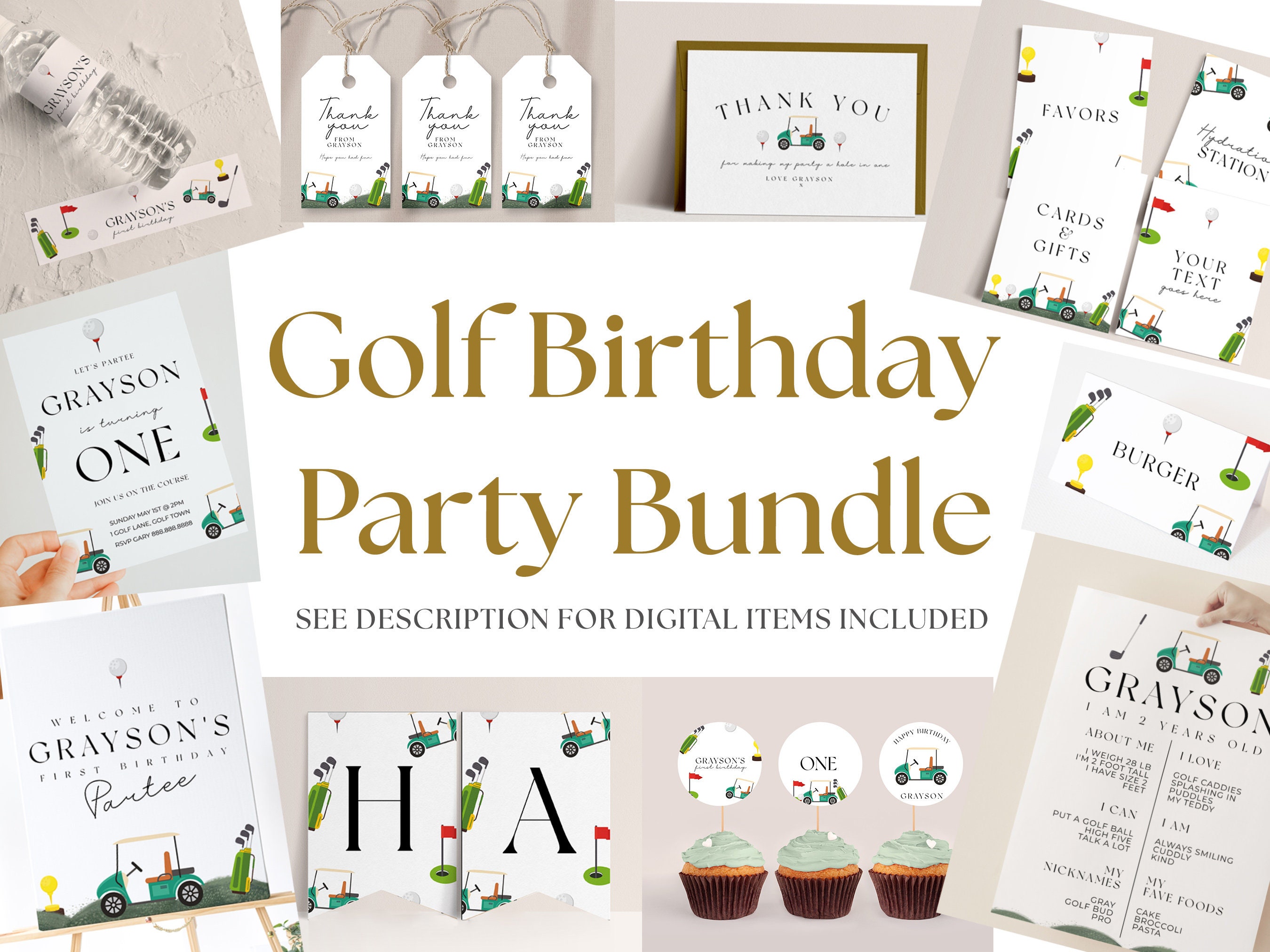 Golf Party Decorations Bundle - Golf Birthday Party Invite, Golf Party ...