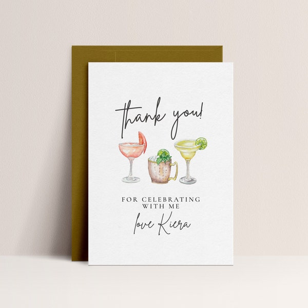 Cocktail Thank You Card - Etsy