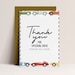 Race Car Thank You Card - Race Car Thank You Note, Racing Car Theme ...