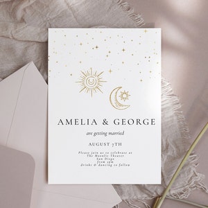 Moon Wedding Invite Template Celestial Wedding Invitation, Stars Wedding Invite, Constellation ...