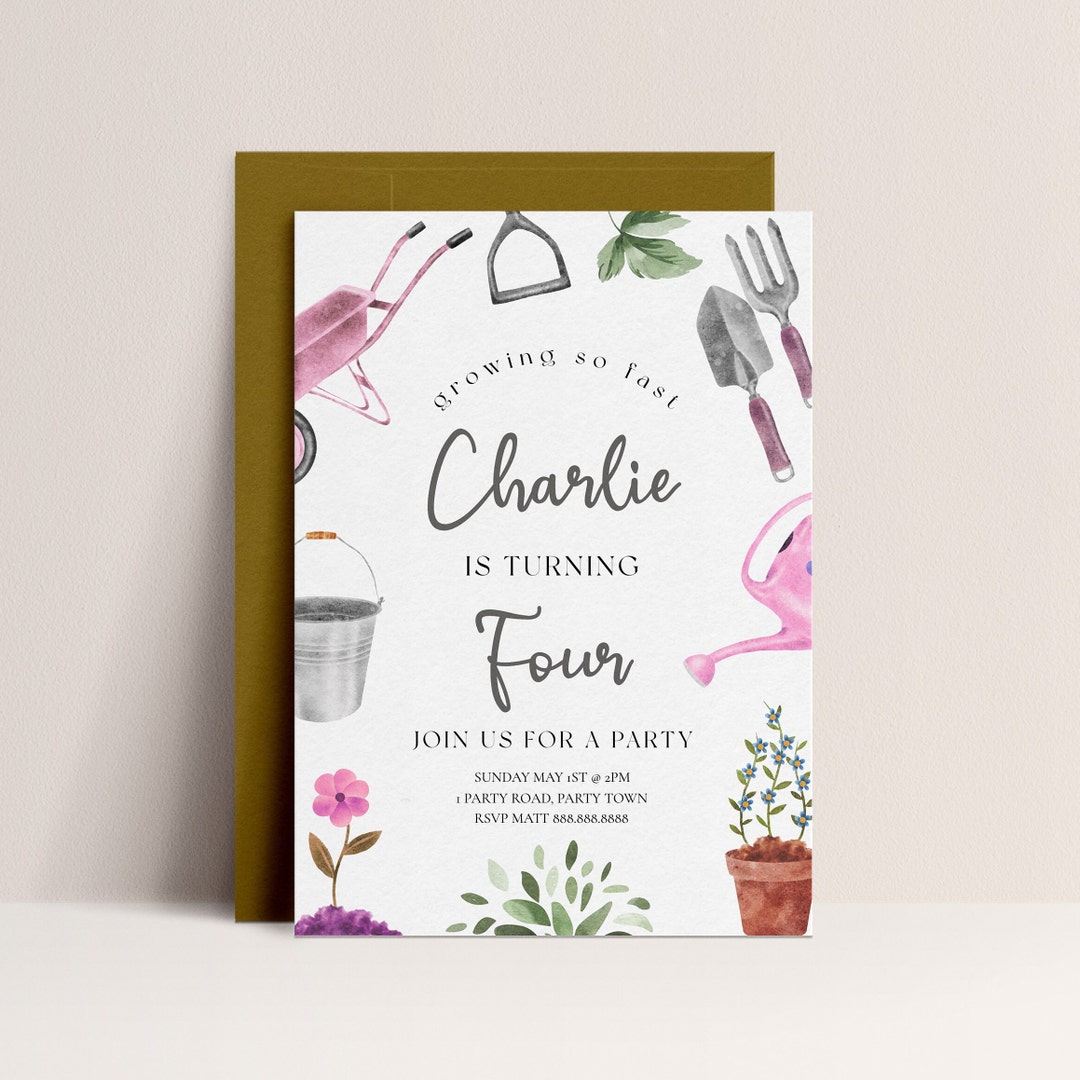 Gardening Birthday Invitation - Gardening Party Invite, Farmers Market ...