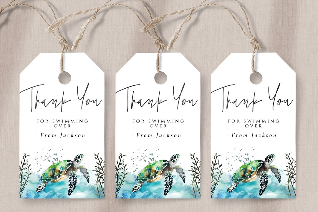 Turtle Birthday Favor Tag - Turtle Themed Decor, Turtle Party Favors ...