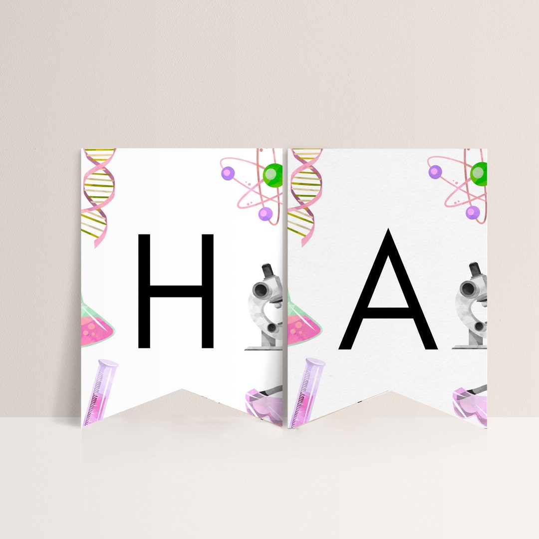 Science Birthday Banner Girls-science Birthday Party, Science Party ...