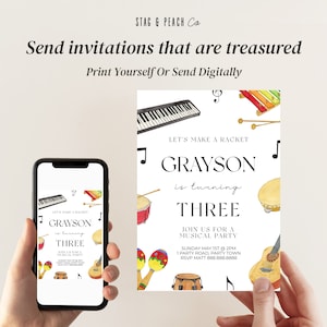 Music Birthday Invitation -musical Instrument Birthday Invitation ...