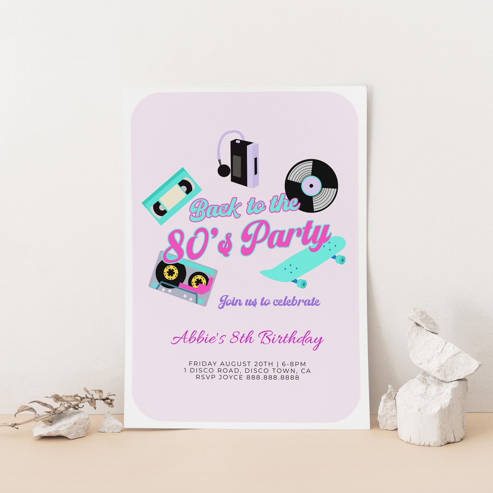 80's Party Invitation Template 80s Invitation Girl 80s - Etsy