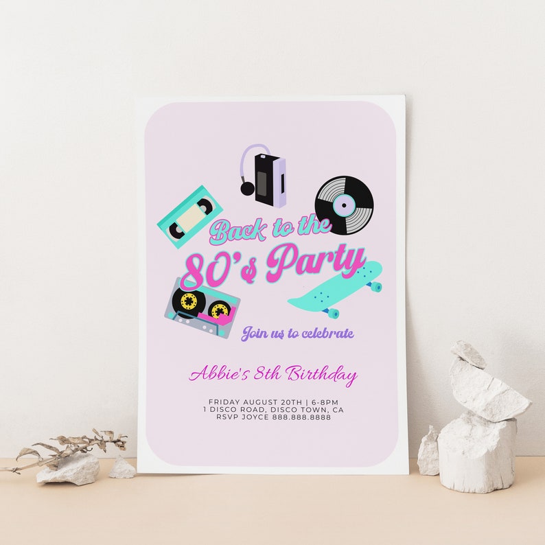 80's Party Invitation Template 80s Invitation Girl 80s - Etsy