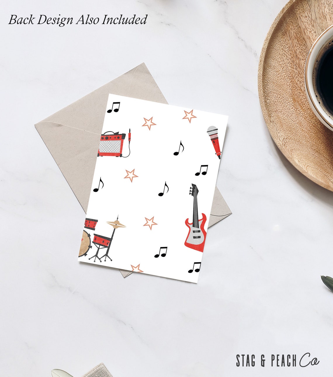 Music Birthday Thank You Card - Guitar Birthday Party, Music Birthday ...