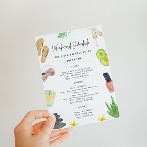 Spa Bachelorette Itinerary Template-bachelorette Spa Itinerary, Weekend ...