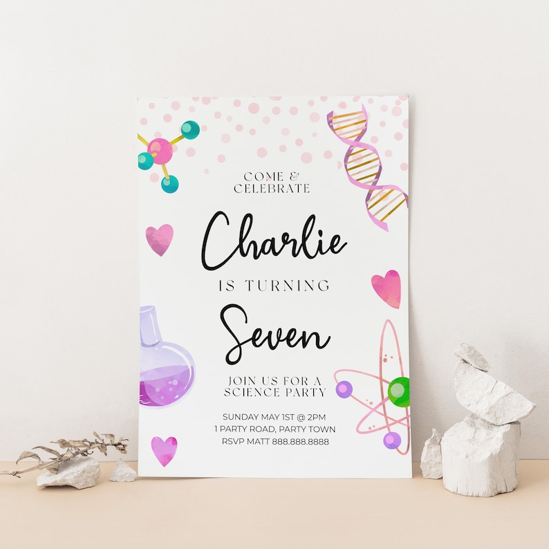 Science Party Invitation-science Party Invite Girl Science - Etsy