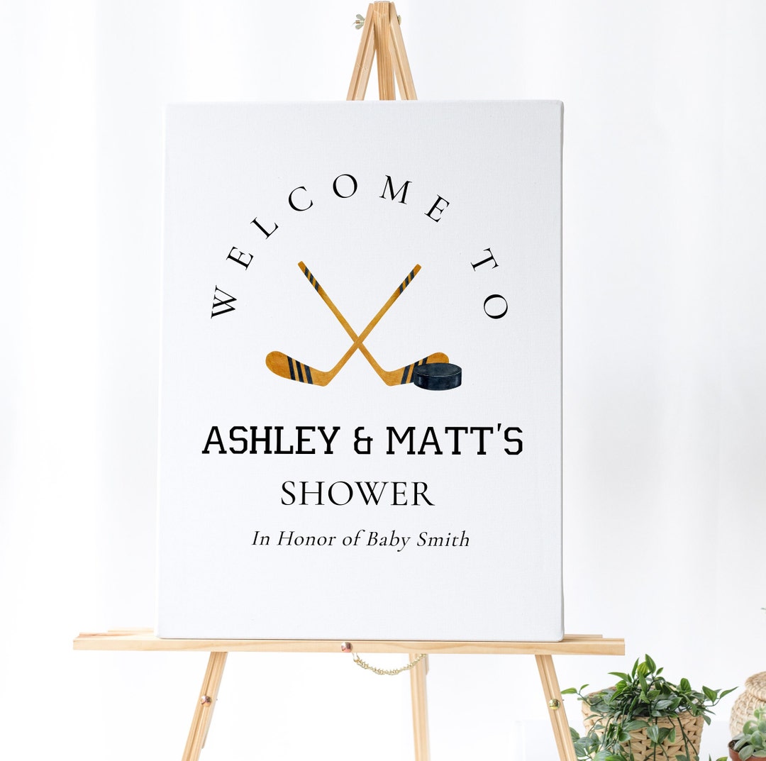 Hockey Baby Shower Welcome Sign - Sports Theme Baby Shower Decorations ...