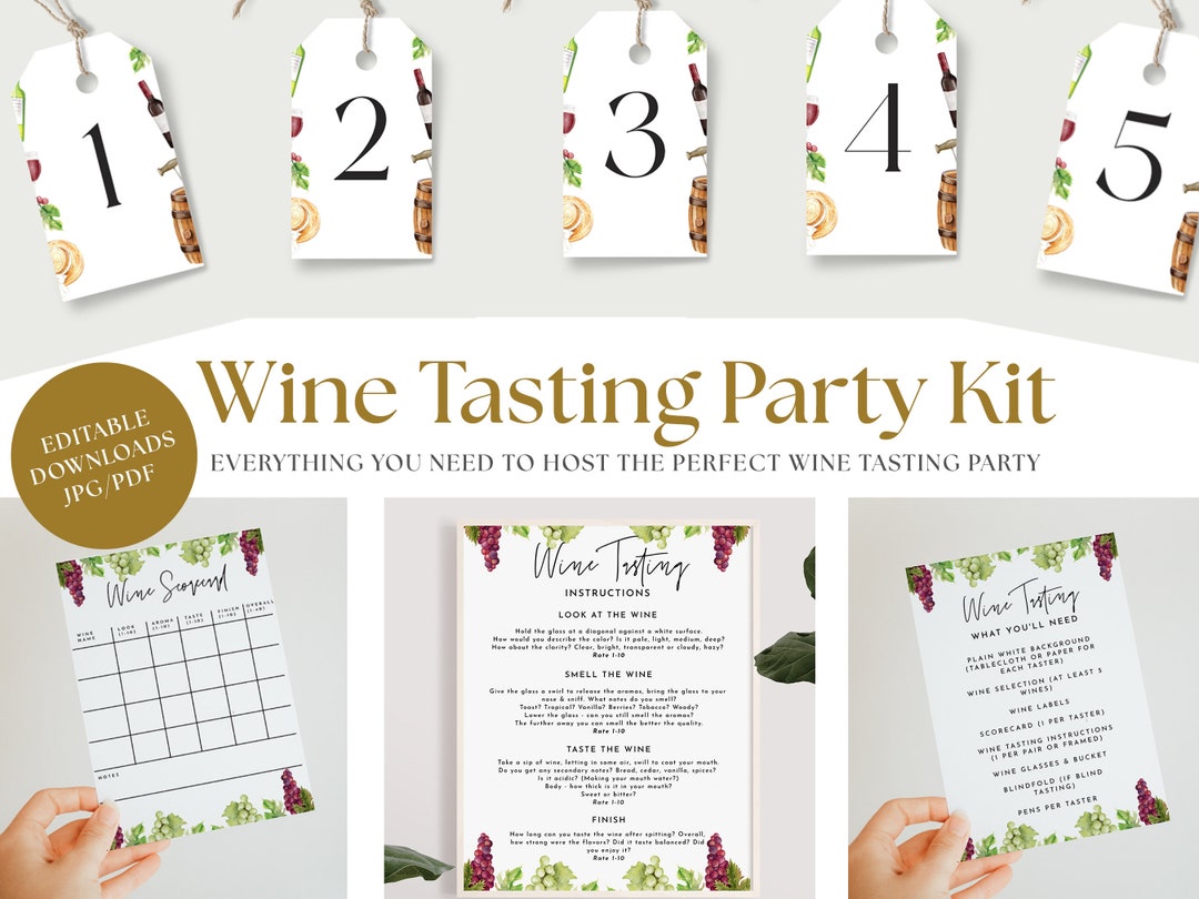 Wine Tasting Party Kit -wine Tasting Scorecard, Wine Tasting Notes ...