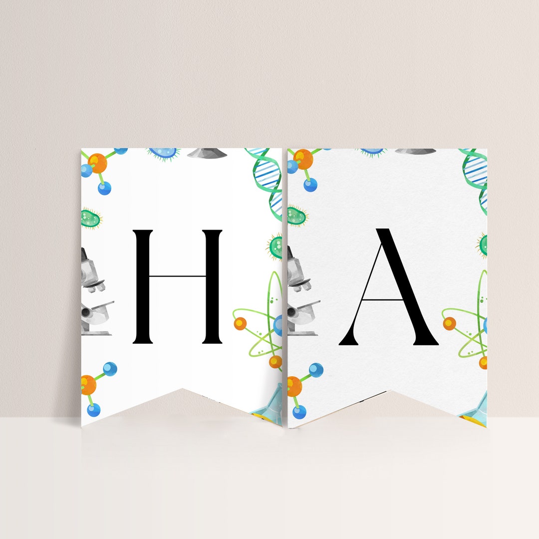 Science Party Banner - Science Party Decor, Science Birthday Banner ...