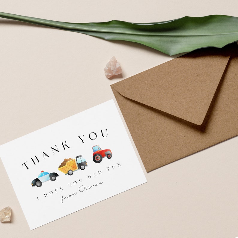 Transportation Birthday Thank You Card Editable car Thank You - Etsy