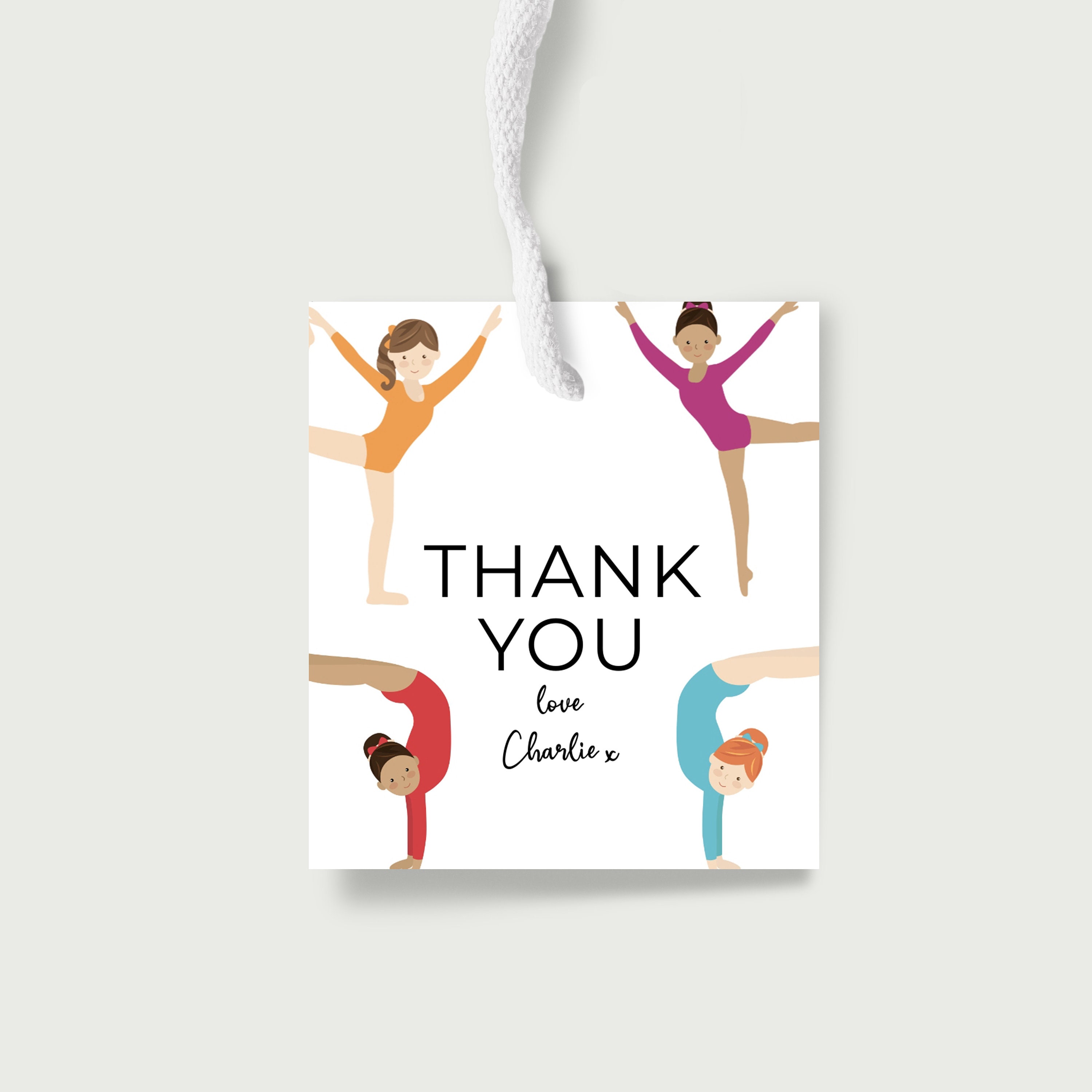 Gymnastics Favor Tag-editable Gymnastics Gift Tag, Gymnastics Party ...