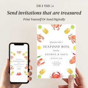Crawfish Boil Invitation - Seafood Boil Invitation, Seafood Party Decor ...