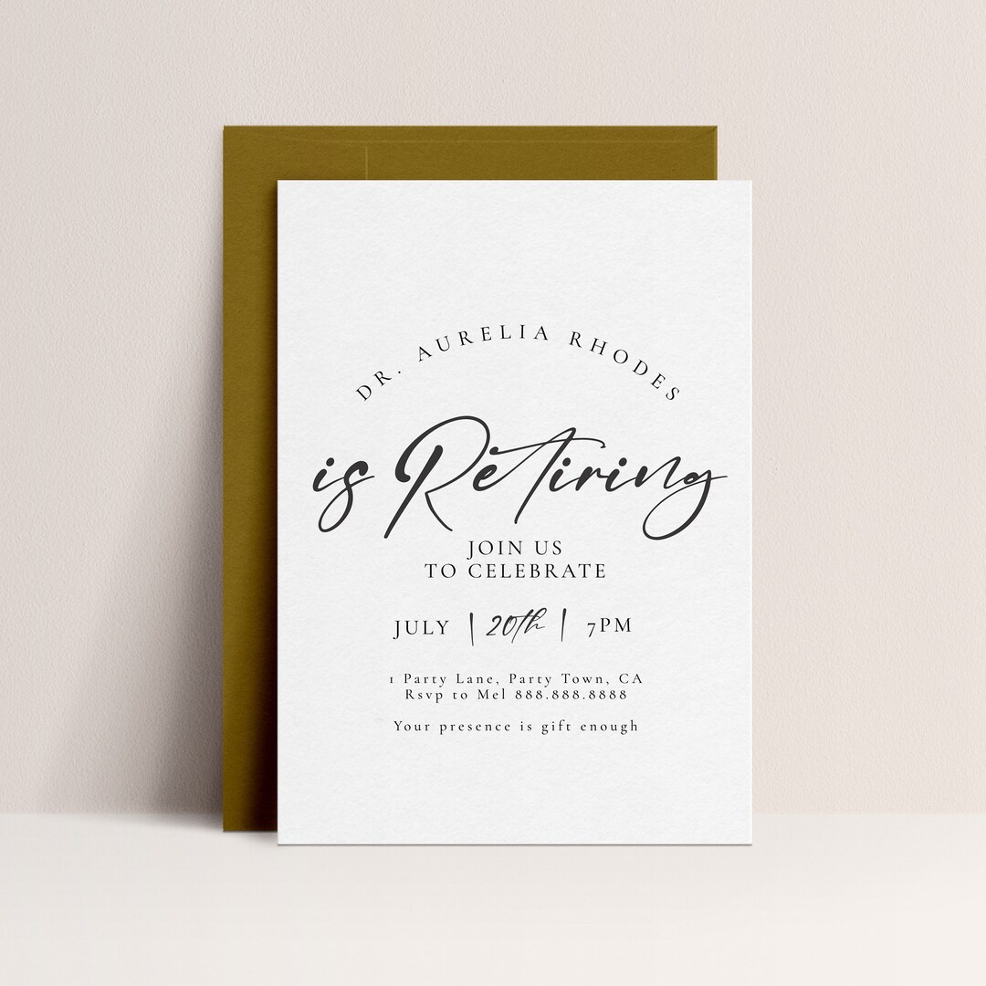 Retirement Invitation Template -nurse Retirement Party Invite, Simple ...