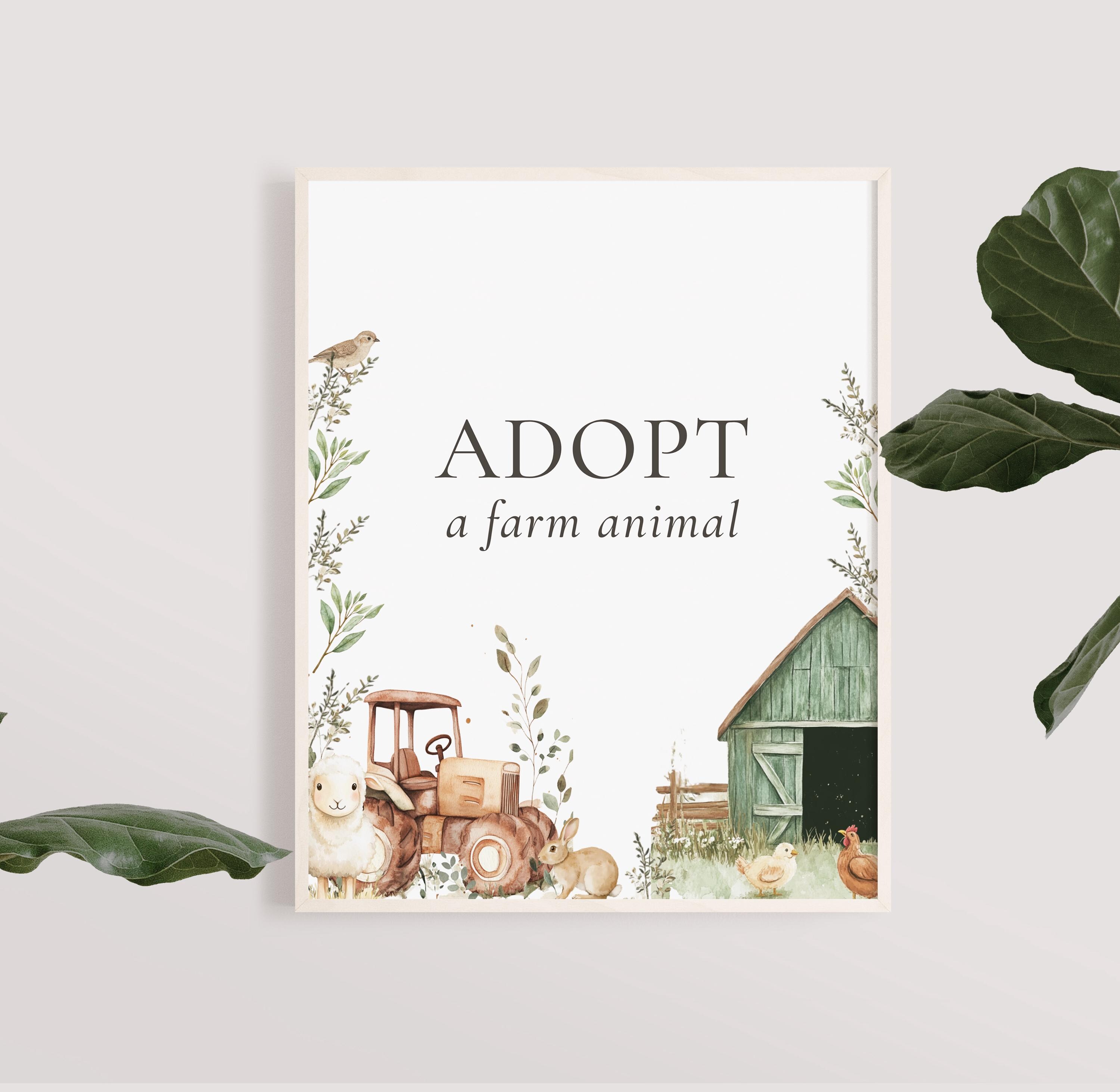 Adopt an Animal Sign & Certificate-farm Animal Adoption Certificate ...