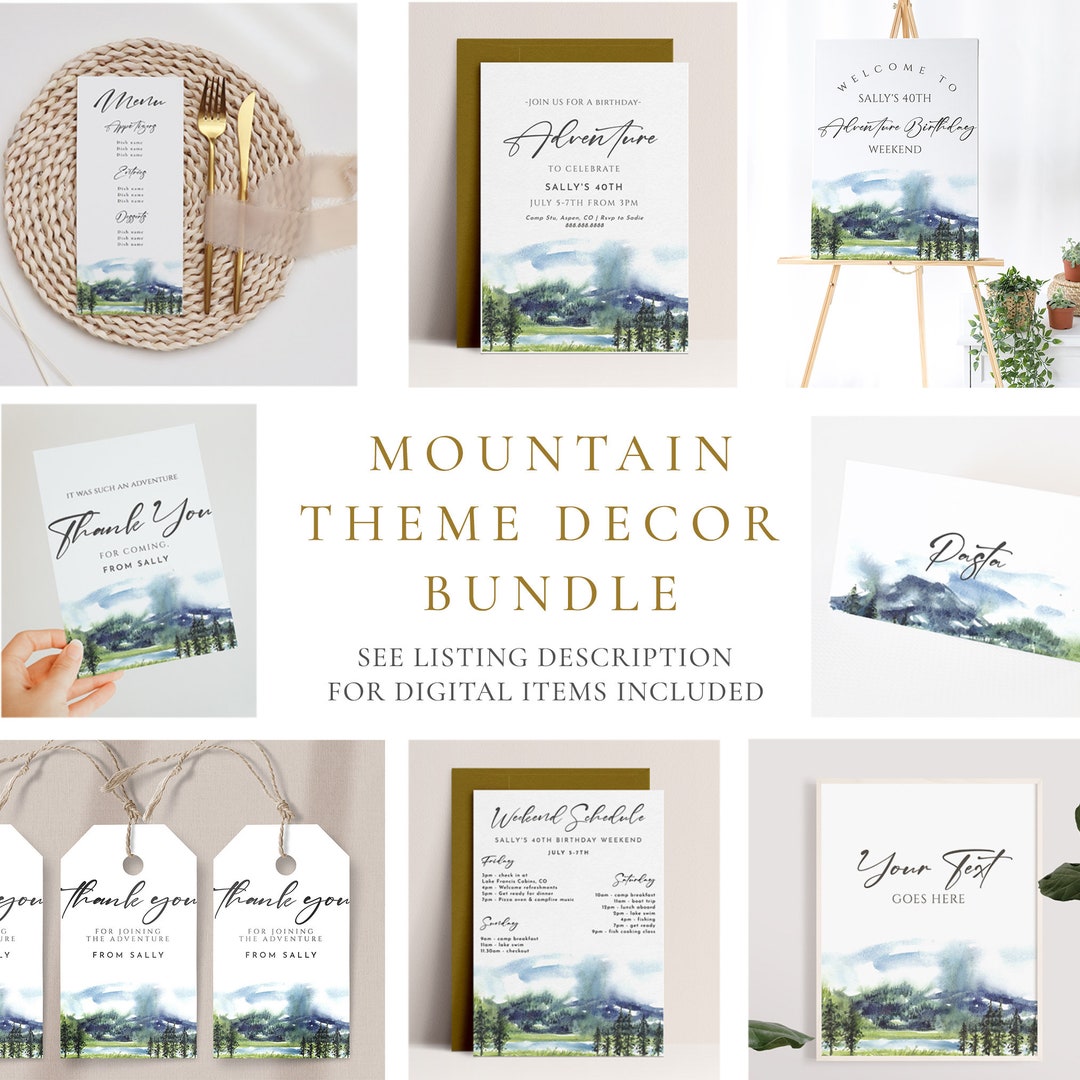 Mountain Birthday Decorations Bundle - Mountain Wedding Decor ...