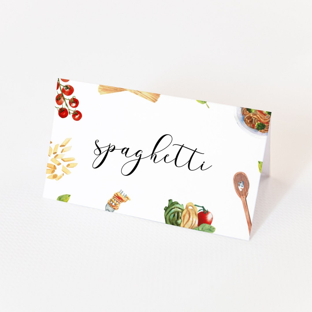 Italian Place Card -pasta Birthday Food Tent Printable,spaghetti ...