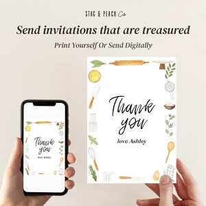 Cooking Birthday Thank You Card - Chef Birthday Decorations, Kitchen ...