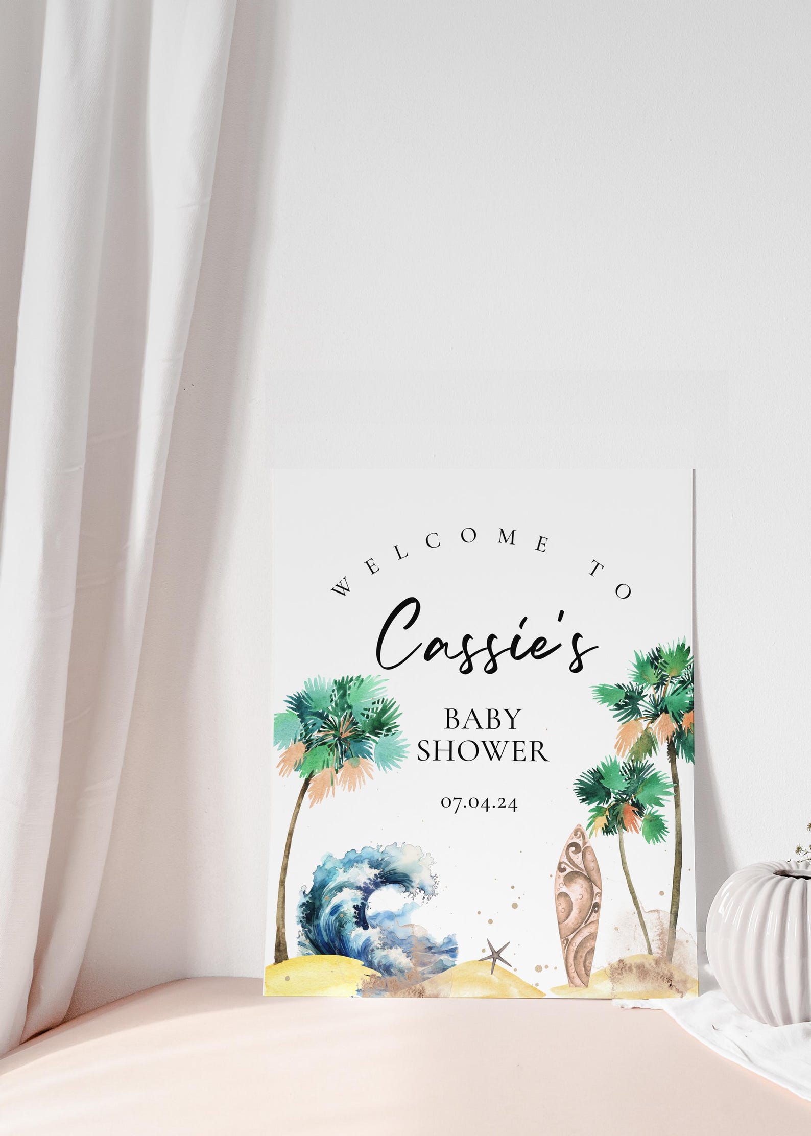 Beach Theme Baby Shower Sign - Ocean Theme Baby Shower Decor, Beach ...