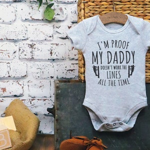 Daddy Doesn't Always Work the Lines Baby One Piece - Lineman Baby ...
