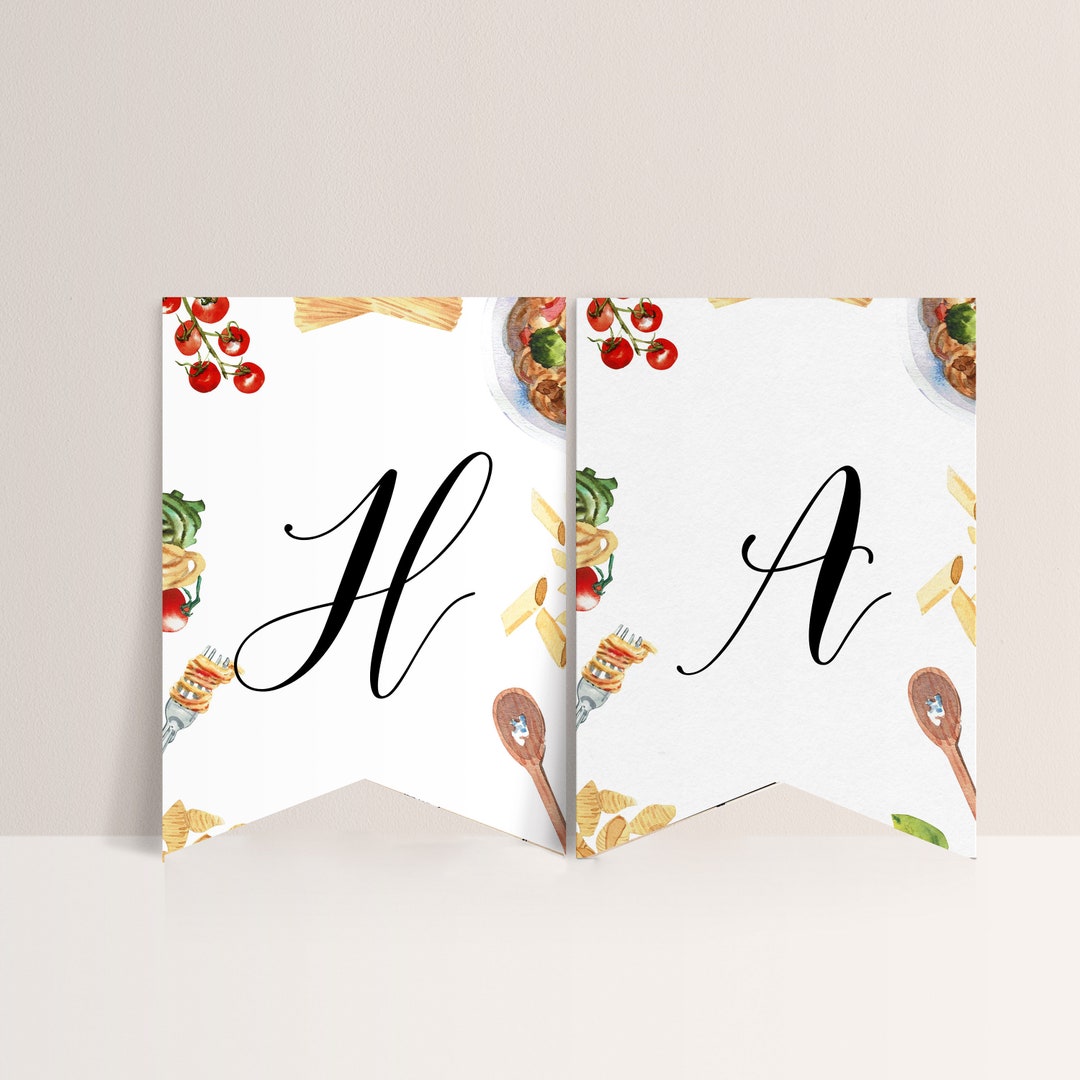 Pasta Birthday Banner - Spaghetti Birthday Decor, Italian Birthday Sign ...