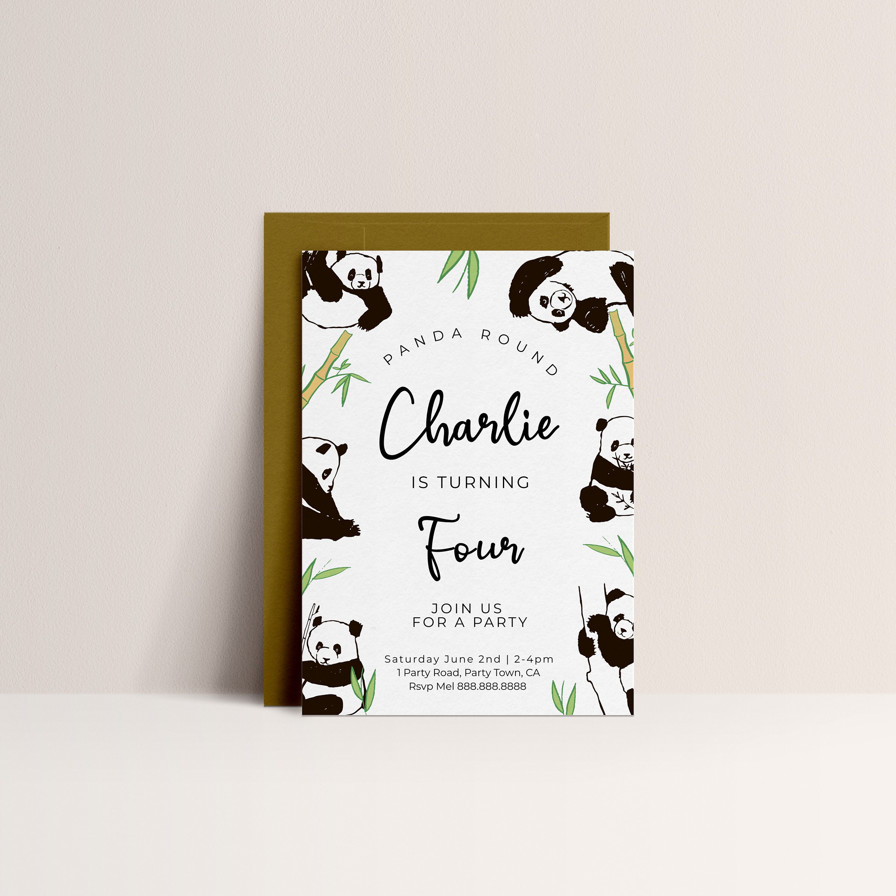 Panda Invitation panda Birthday Party Invitation Cute Panda - Etsy