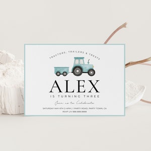 Editable Tractor Birthday Invite - Tractor Birthday Party Invitation ...