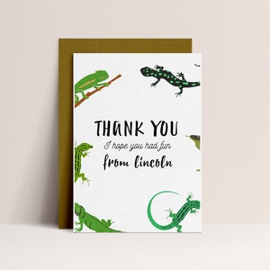 Reptile Thank You Card Editable - Reptile Party, Lizard Party, Reptile ...