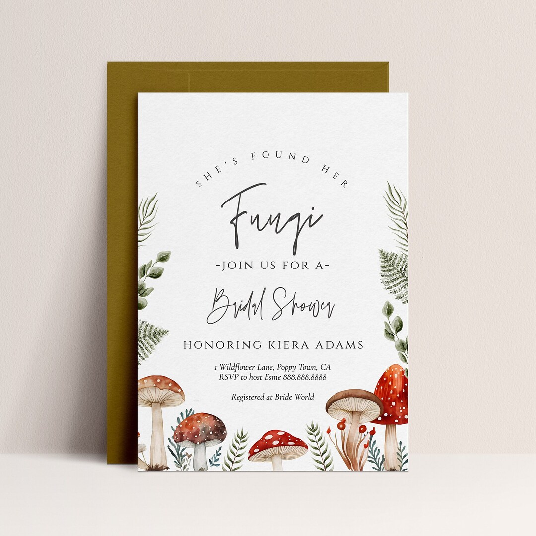 Mushroom Bridal Shower Invitation - Forest Bridal Shower Invite ...
