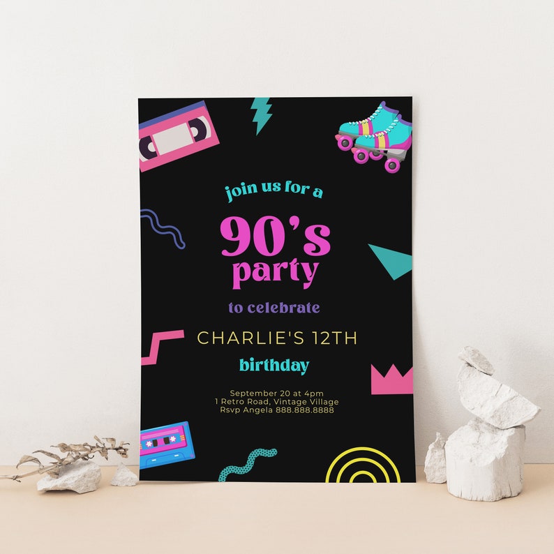 90s Birthday Invite 90's Party Invitation 1990s Party - Etsy