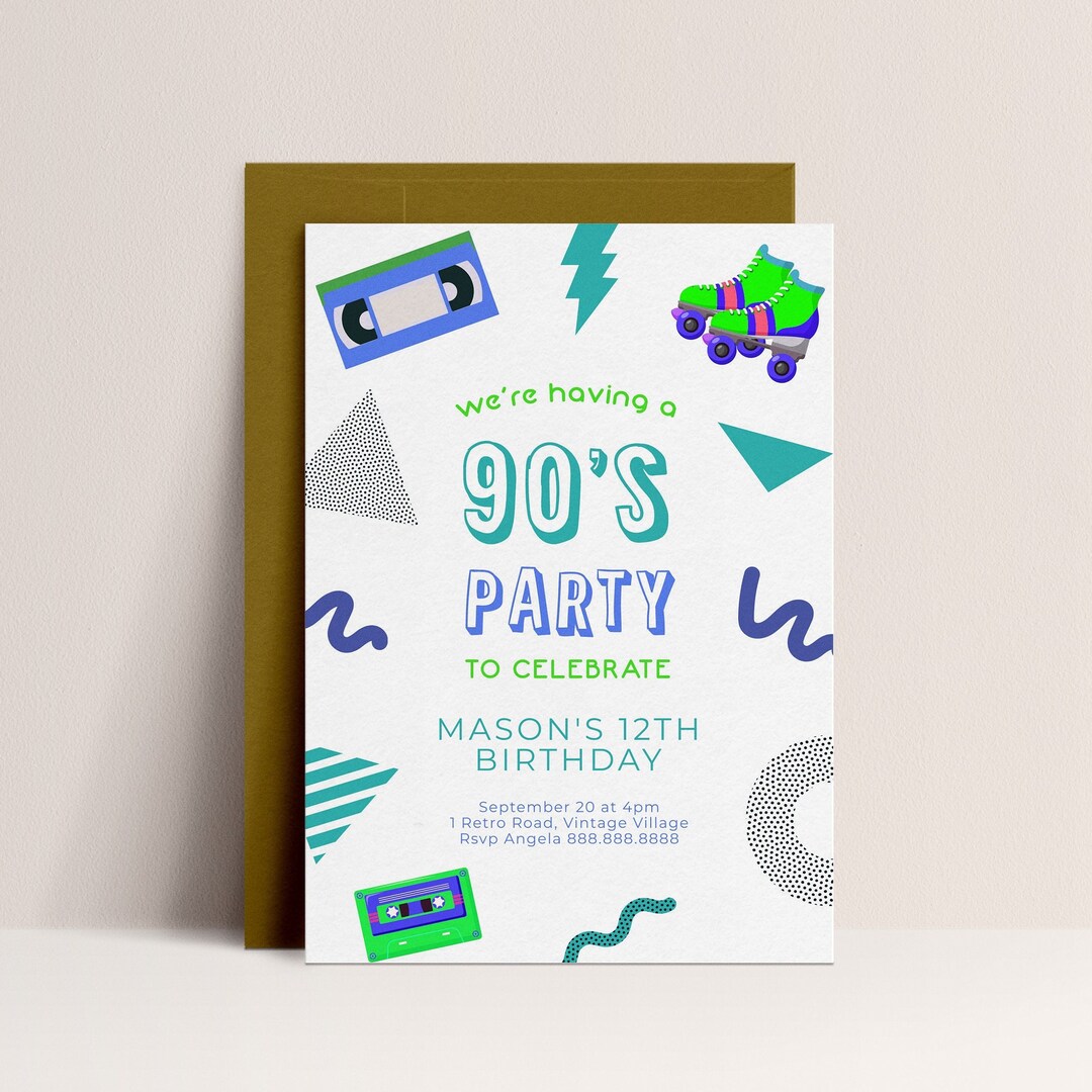 90s Birthday Party Invitation, 90's Party Invitation, 1990s Party ...