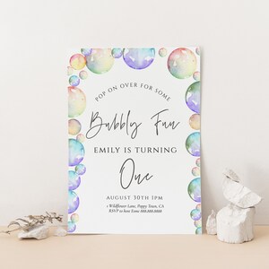 Bubble Theme Birthday Invitation - Bubbles Invitation, Bubble Birthday ...