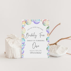 Bubble Theme Birthday Invitation - Bubbles Invitation, Bubble Birthday ...