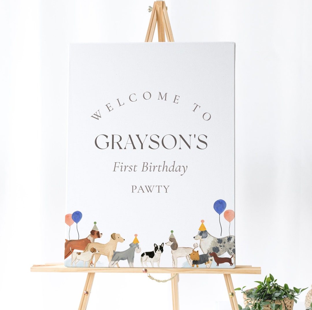 Puppy Birthday Welcome Sign-dog Theme Birthday, Puppy Birthday Decor ...