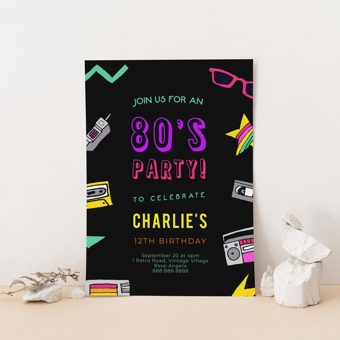 80's Birthday Invitation -80s Theme Party Invitation, Back to the 80s ...