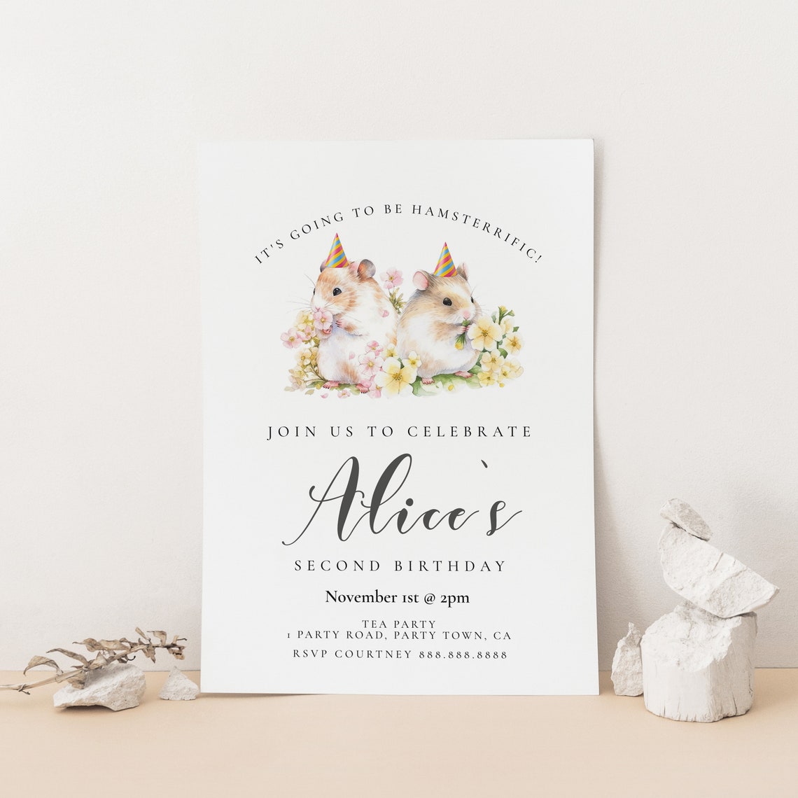 Hamster Birthday Invitation -cute Hamster Invitation, Pet Theme Party ...