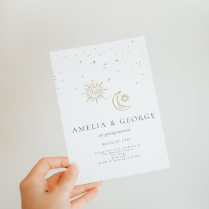 Moon Wedding Invite Template - Celestial Wedding Invitation, Stars ...