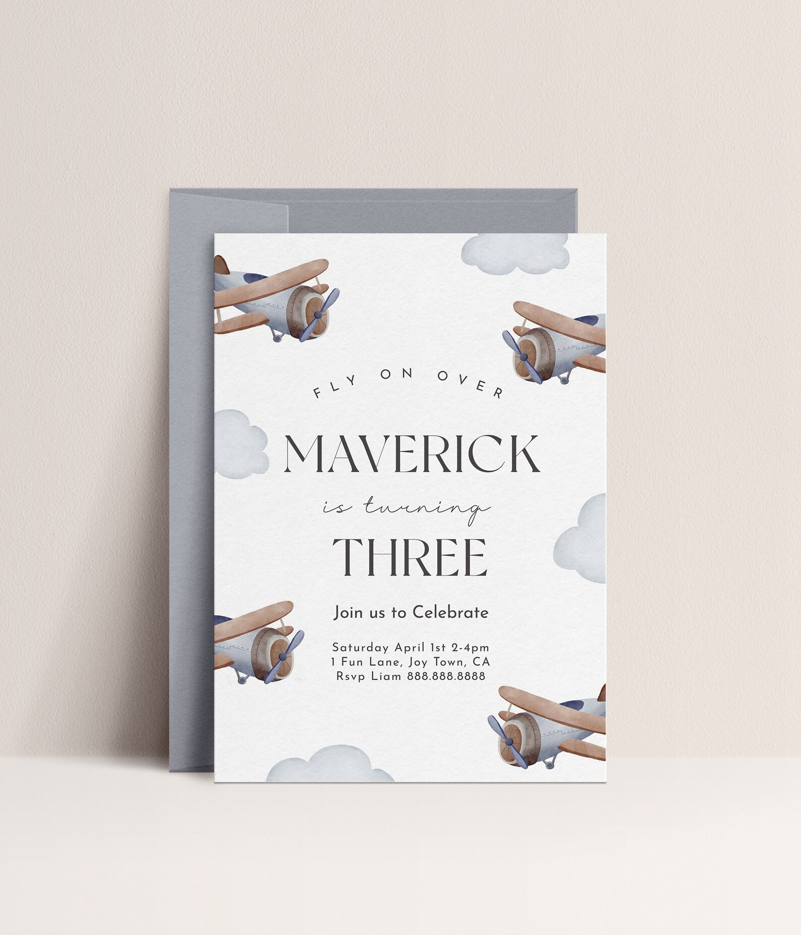 Editable Airplane Party Invite Airplane Birthday Invitation, Airplane ...