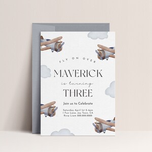 Editable Airplane Party Invite - Airplane Birthday Invitation, Airplane ...