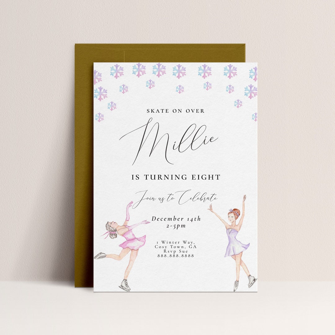 Ice Skating Invitation-ice Skating Birthday Invitation - Ice Skate ...