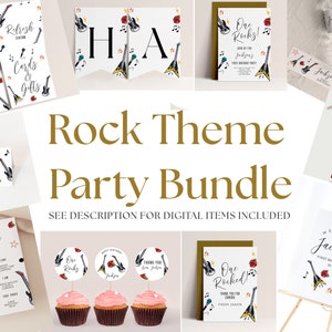 One Rocks Birthday Decorations Bundle - Music Birthday Banner, Boys ...