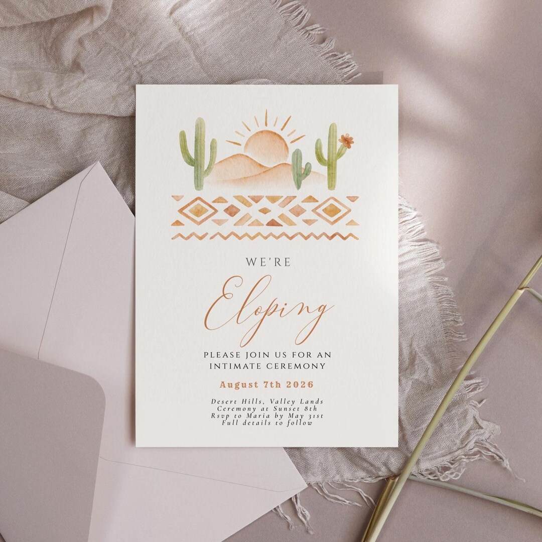 Western Elopement Invitation Template -mexican Elopement Invite, Boho ...