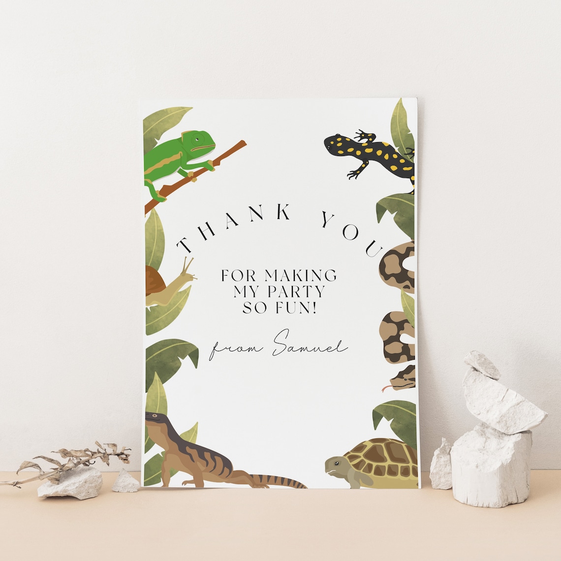 Editable Reptile Birthday Thank You Card Reptile Thank You - Etsy