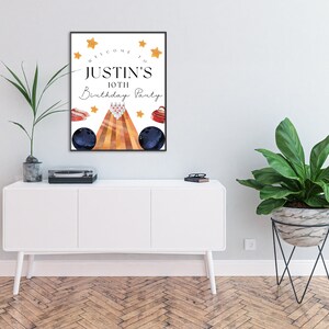 Bowling Welcome Sign - Editable Bowling Party Sign, Bowling Birthday ...